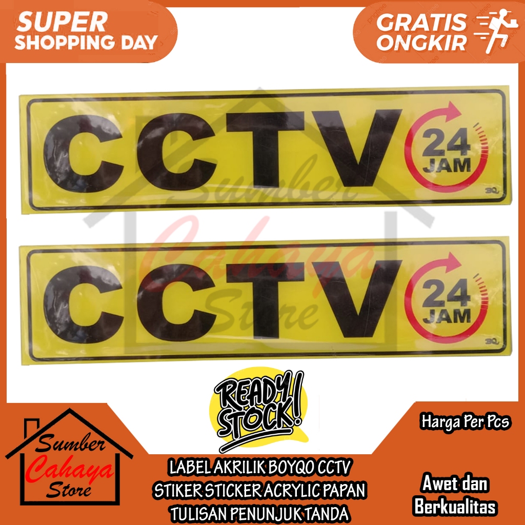 Jual Label Akrilik Boyqo Cctv 24 Jam Stiker Sticker Acrylic Papan ...