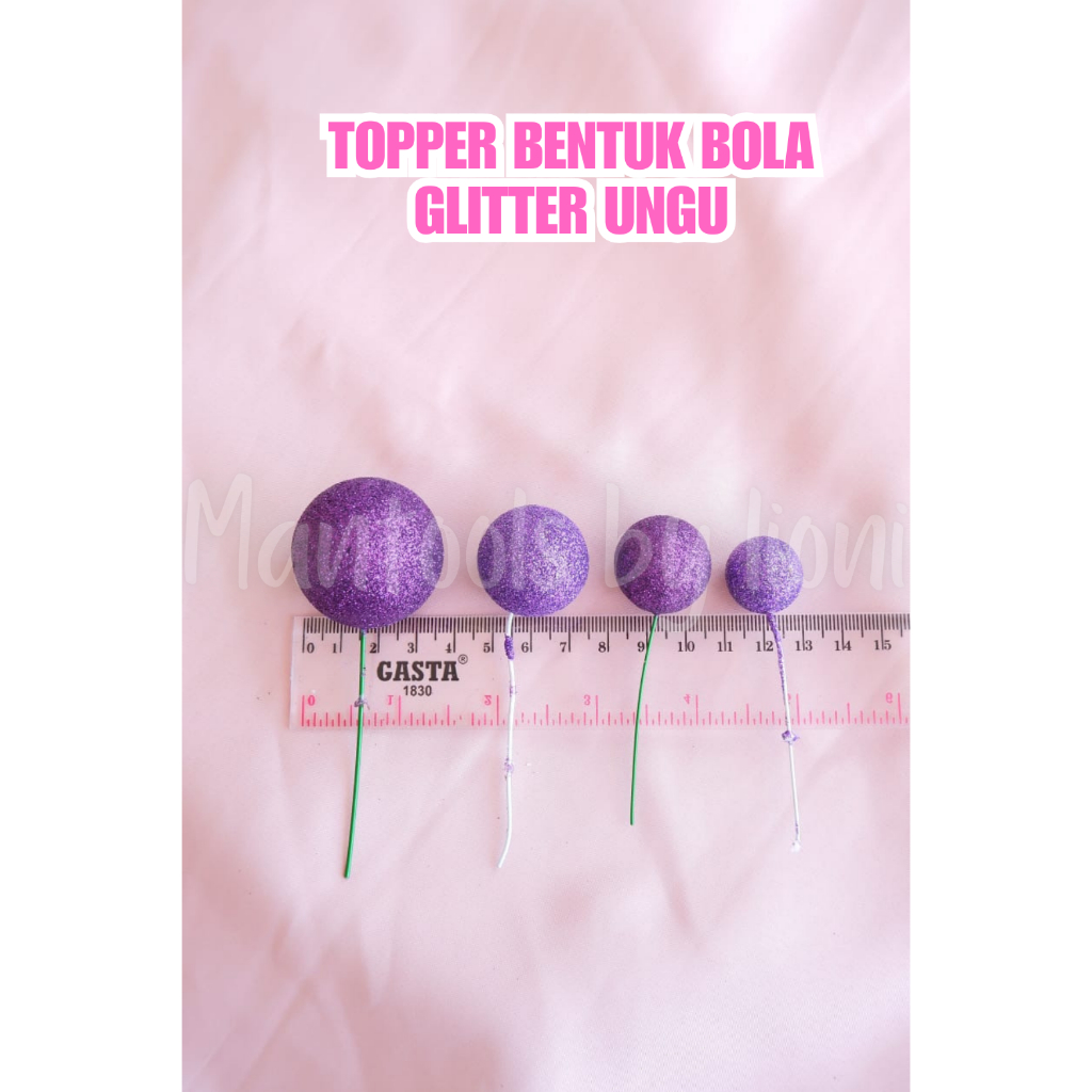 Jual TOPPER KUE BENTUK BOLA GLITTER WARNA UNGU UNTUK DEKORASI KUE CAKE ...