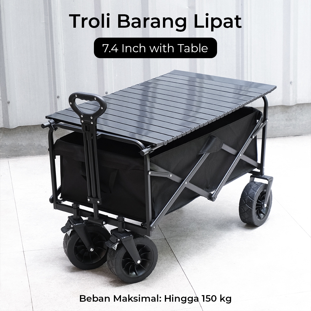 Jual Troli Barang Lipat Camping Cart Portable 7.4 Inch with Table with ...