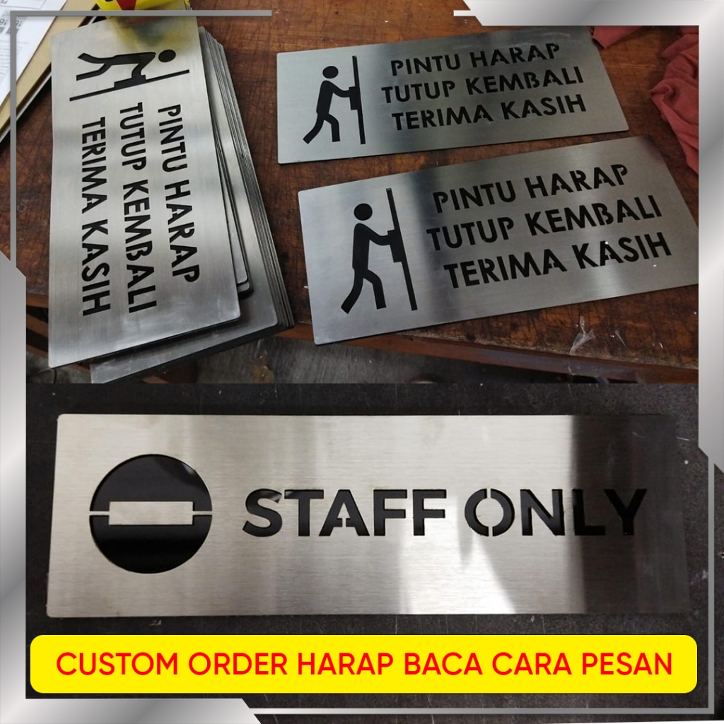 Jual Custom Signage Tanda Plat Stainless Laser Cutting | Shopee Indonesia
