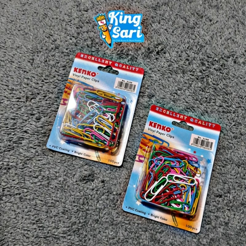 Jual VINYL PAPER CLIP KENKO/PAPER CLIP WARNA WARNI ISI BANYAK/PAPER ...
