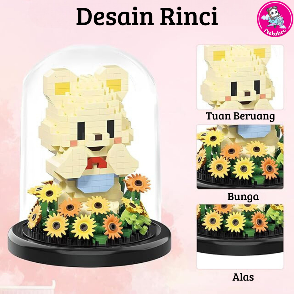 Jual Bricks Nano Block Mainan Edukatif Hewan In Flower Glass Mini Toy ...