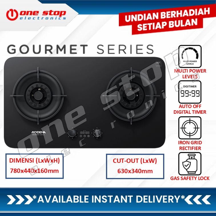 Jual MODENA BH 8725 HABK Kompor Gas Tanam 80cm 2 Tungku | Shopee Indonesia