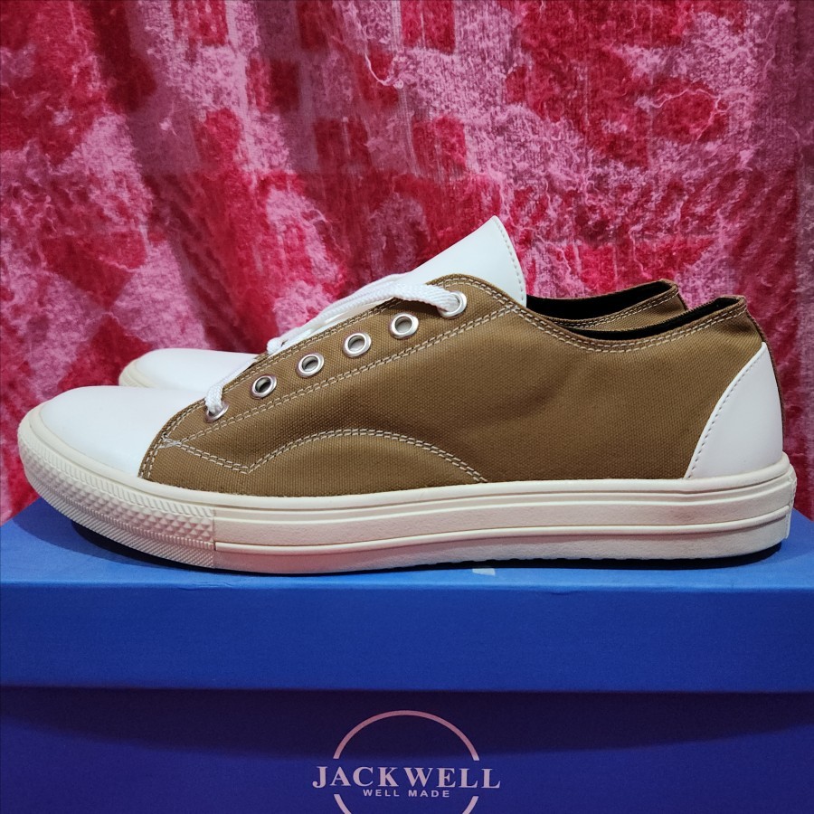 Jual Jackwell Two Tone Low Brown White Sepatu Sneakers | Shopee Indonesia