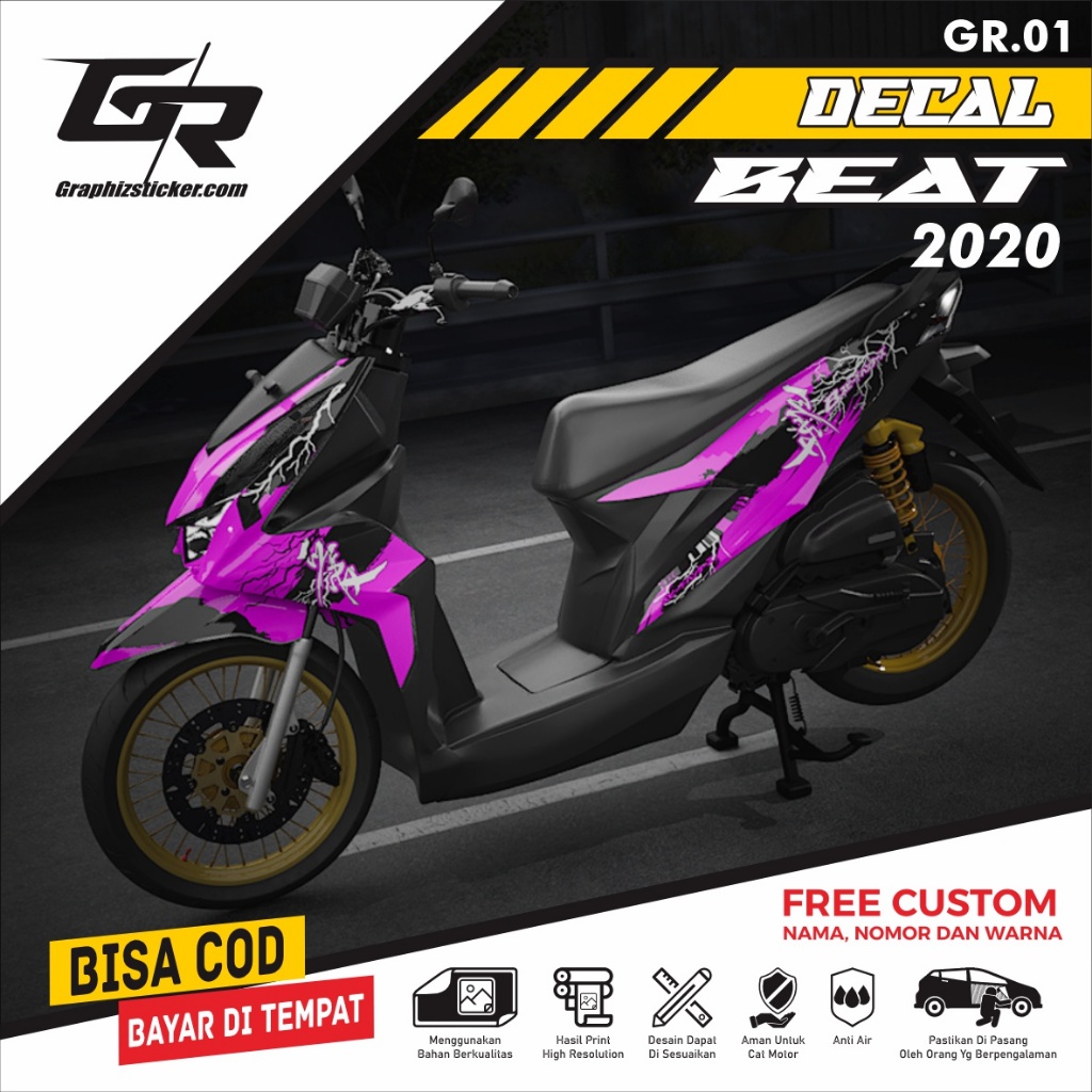 Jual STIKER DECAL LIVERY MOTOR BEAT 2020 PINK JAPAN | Shopee Indonesia
