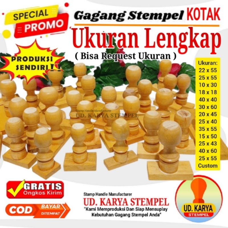 Jual gagang stempel kotak lengkap segala ukuran | Shopee Indonesia