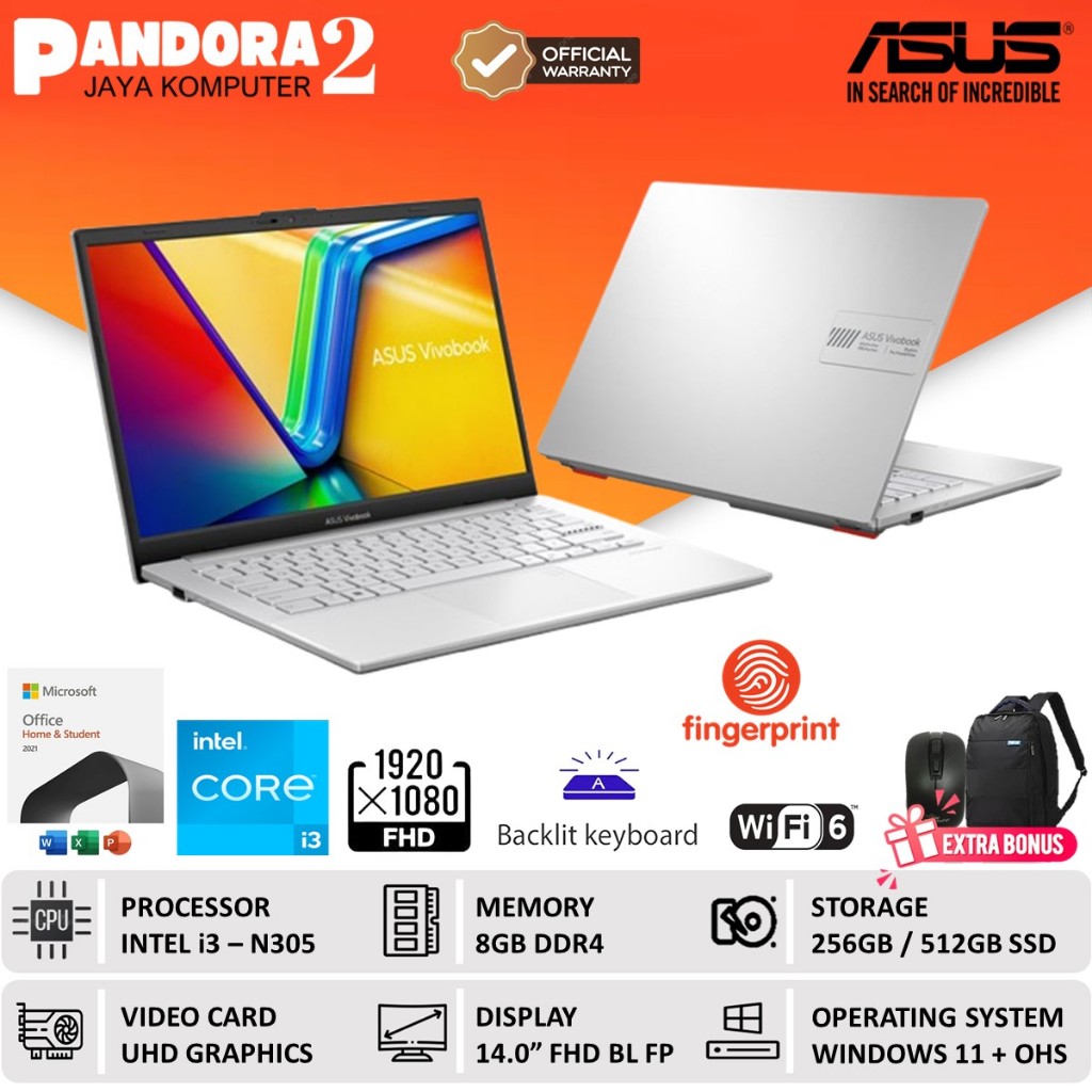 Jual Laptop ASUS core i3 Gen 13 N305 E1404GA 8GB 512GB 14 FHD Windows ...