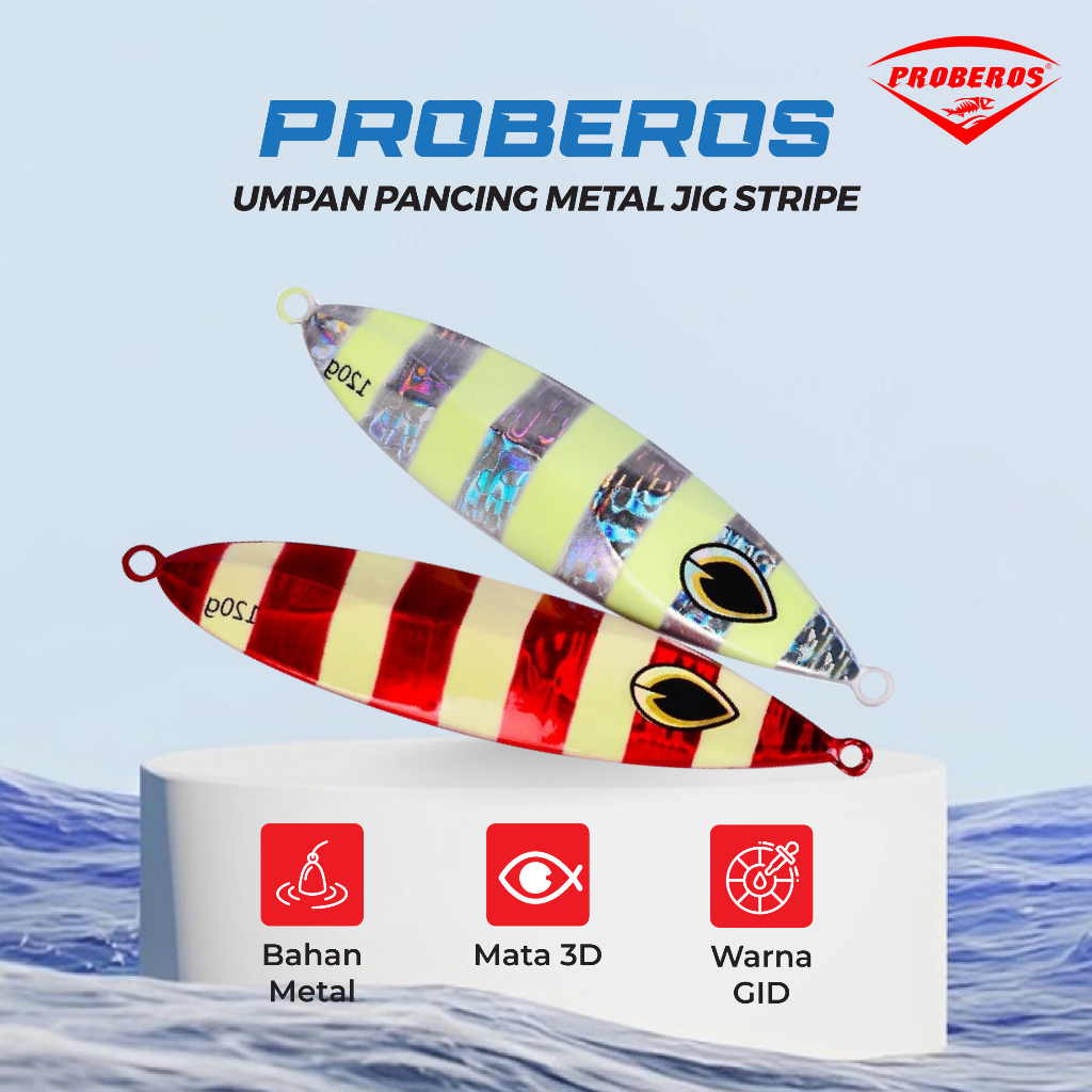 Jual PROBEROS Umpan Metal Jig Stripe GID 80g-120g MJ007 | Shopee Indonesia