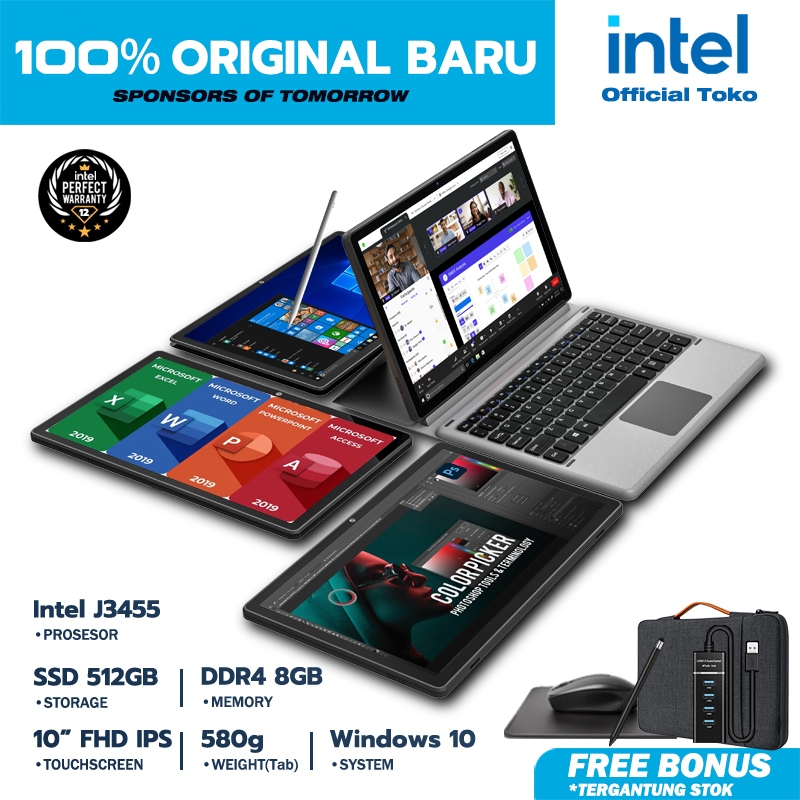 Jual 10" LAPTOP INTEL QUAD CORE RAM 8GB SSD 512GB WINDOWS 10 TABLET FHD ...