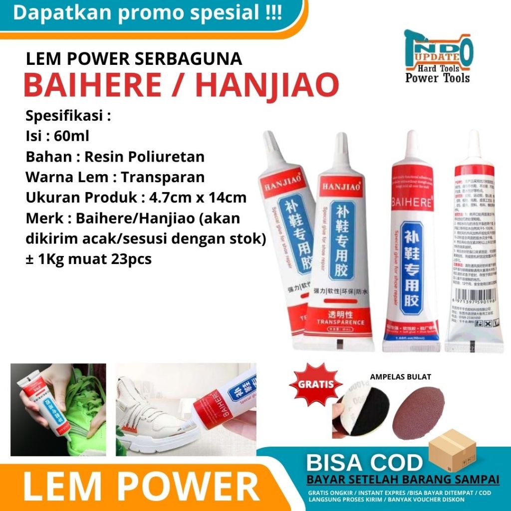 Jual Lem Power + Amplas Bulat Perekat Sepatu / Tas / Sendal / Helm 60 ...