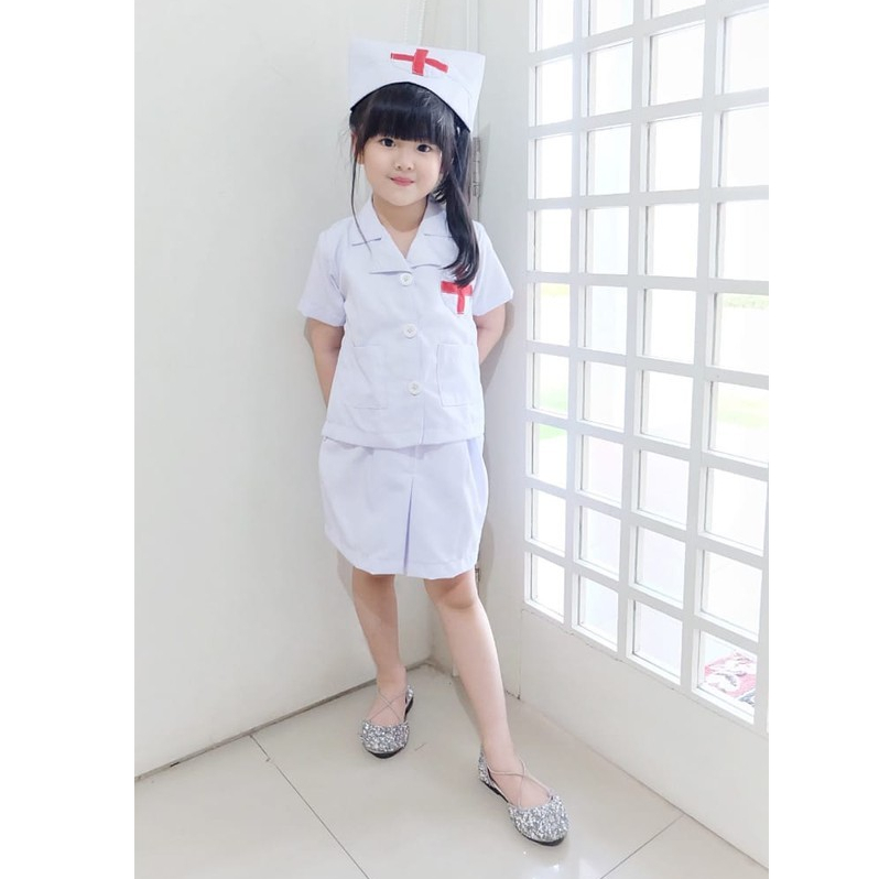 Jual SERAGAM PROFESI SUSTER PERAWAT/SETELAN PERAWAT PINK/PUTIH/KOSTUM ...