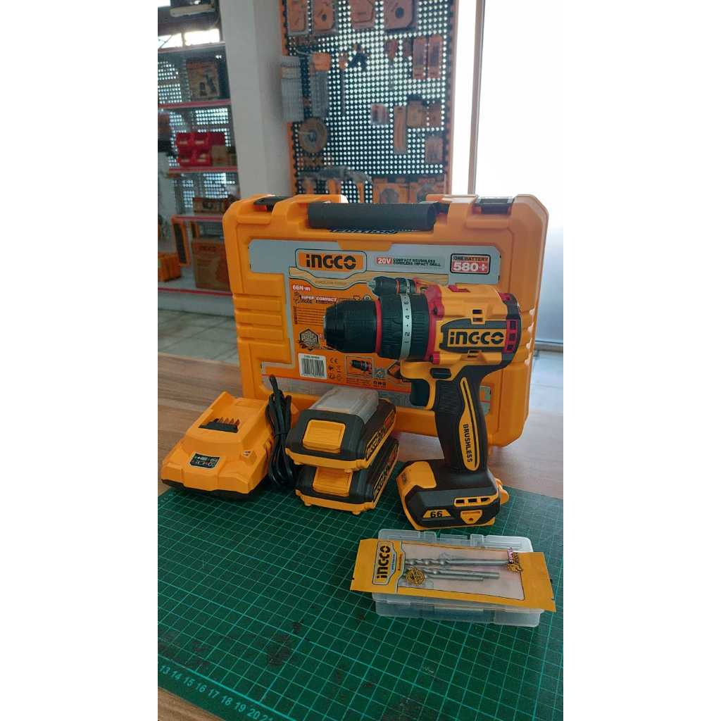 Jual Bor 13mm Cordless Impact Drill Brushless 20V 66Nm INGCO CIDLI20668 ...