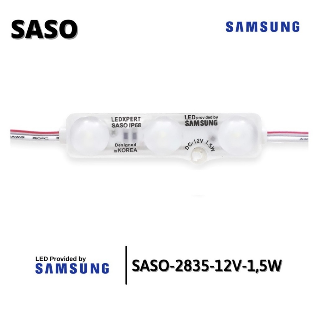 Jual LED MODULE SAMSUNG SASO DC 12V 12 VOLT V PUTIH 3 MATA 1.5W 1,5W 7417 5730 ORIGINAL HURUF ...