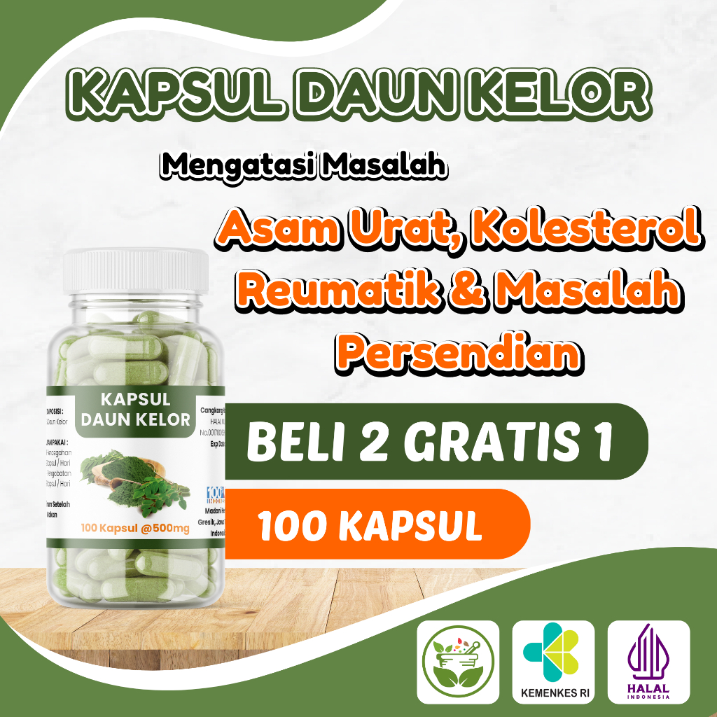 Jual Kapsul Daun Kelor Isi 100 Kapsul - BELI 2 GRATIS 1 Kemasan Botol ...