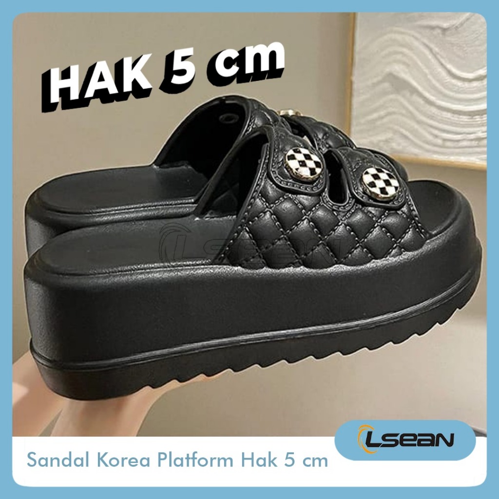Jual SANDAL PLATFORM SOL TINGGI WEDGES 5CM KOREAN STYLE DOUBLE STRAP ...
