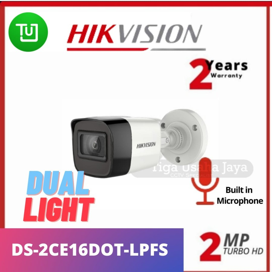 Jual CAMERA CCTV HIKVISION 2MP DS-2CE16DOT-LPFS DUAL LIGHT AUDIO | Shopee Indonesia