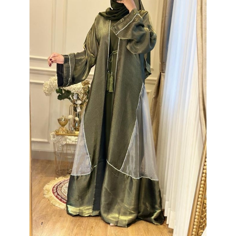 Jual ABAYA SHIMMER DUBAI/ Abaya One set Haifa Green Hijau | Shopee ...