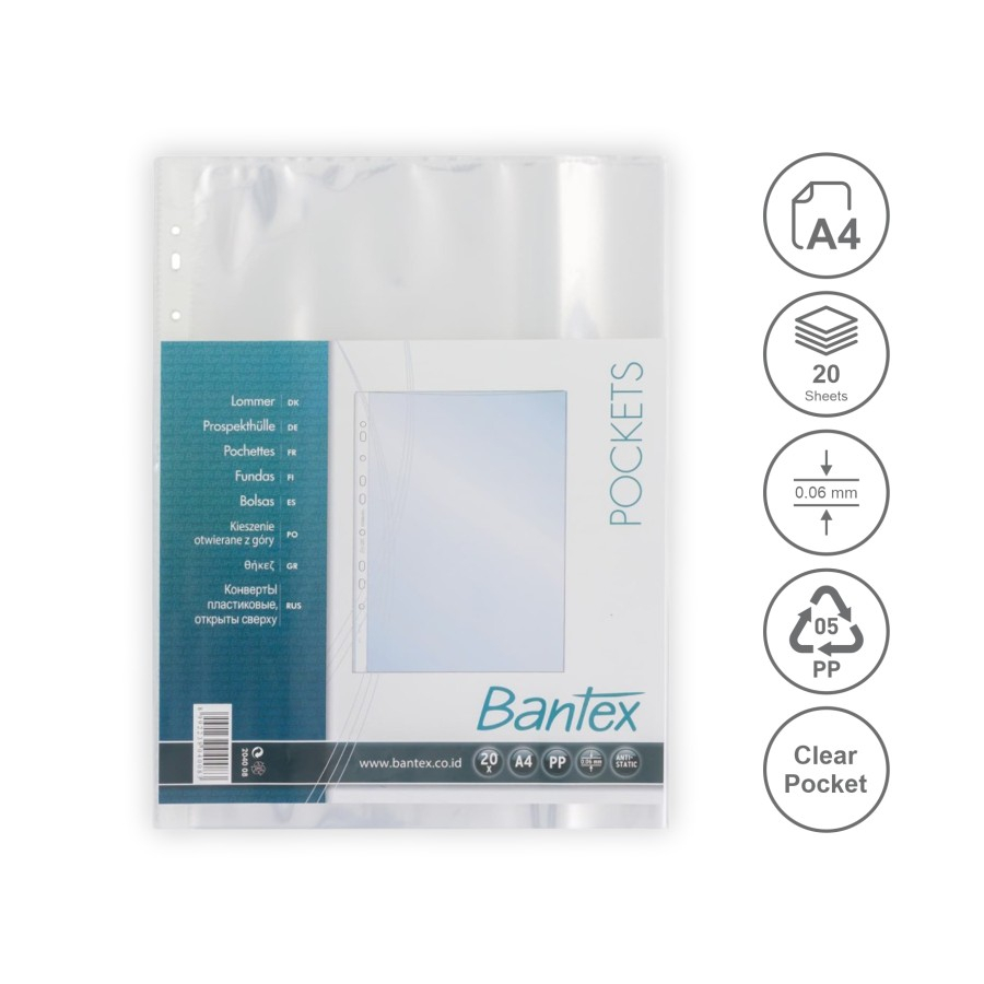 Jual Bantex PP Pocket File Sheet Protector A4 Isi 20 Lembar Transparan | Shopee Indonesia