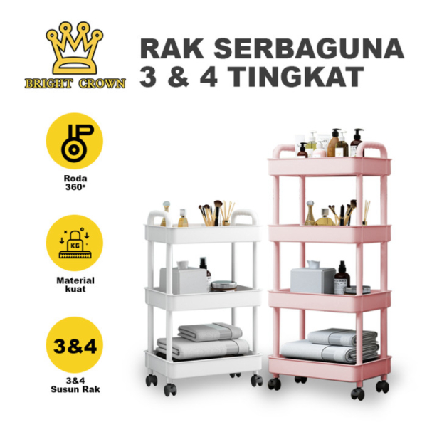 Jual Promo Bright Crown Rak Troli Susun Serbaguna 3 4 tingkat rak portable - R-07 BIRU 3 ssn ...