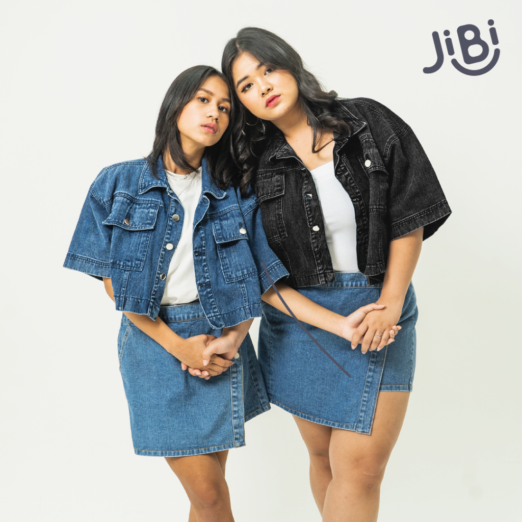 Jual JIBI - Basic Denim Shirt - Kemeja crop denim - Kemeja wanita - Big ...