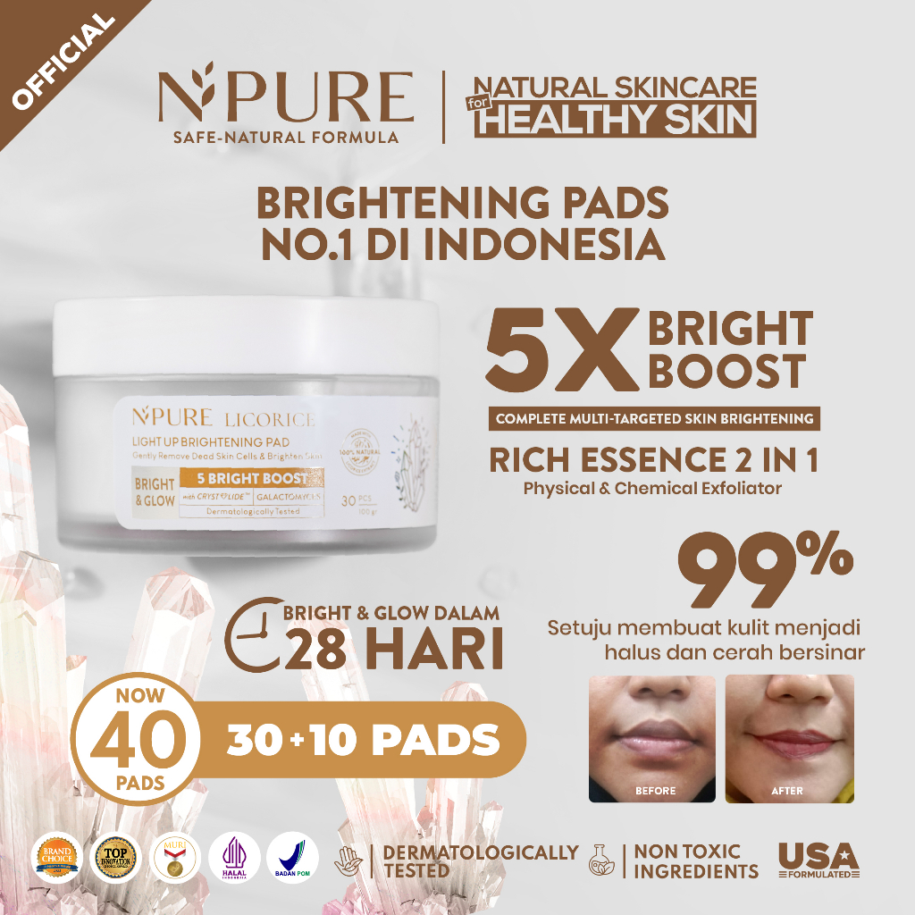 Jual NPURE Brightening Exfoliating Pad Licorice / Light Up / Kapas ...