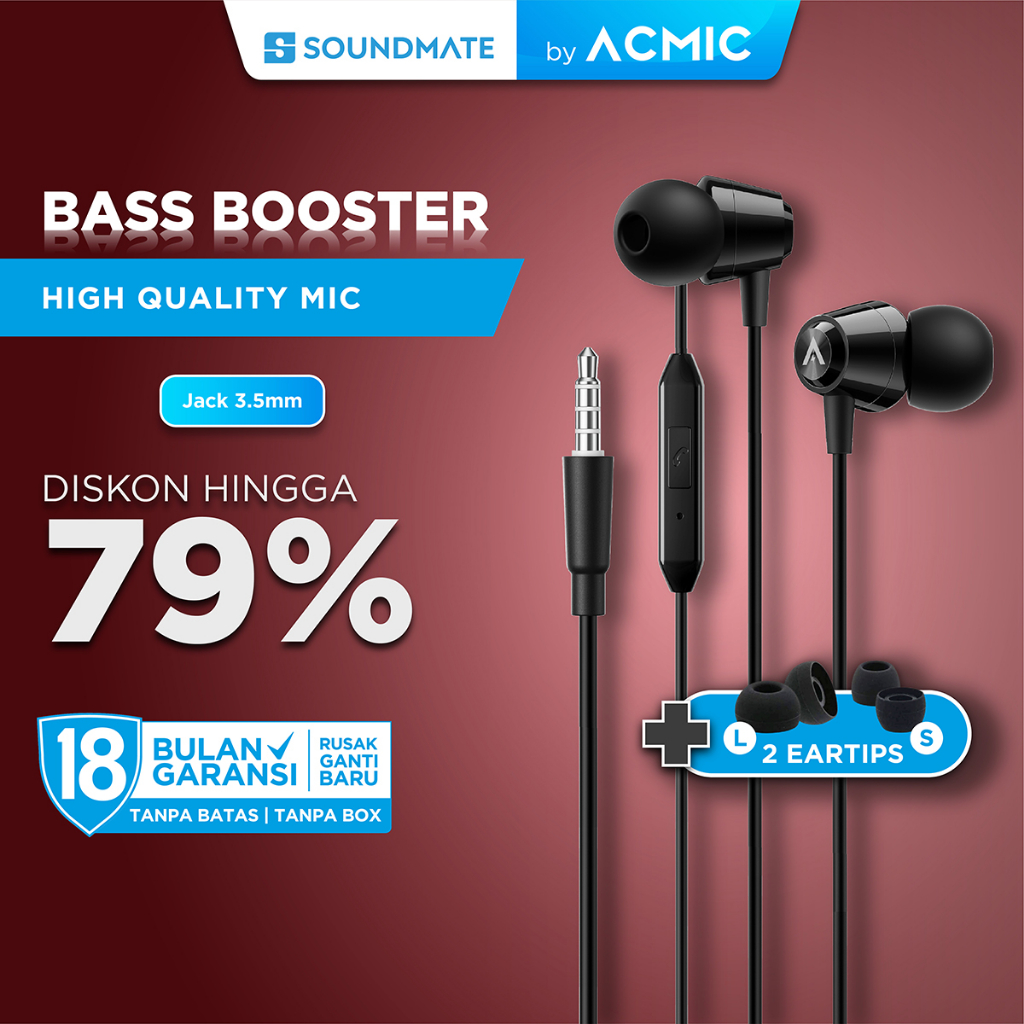Jual ACMIC BASIC In-Ear Headset Earphone Earbuds Headphone Stereo with ...