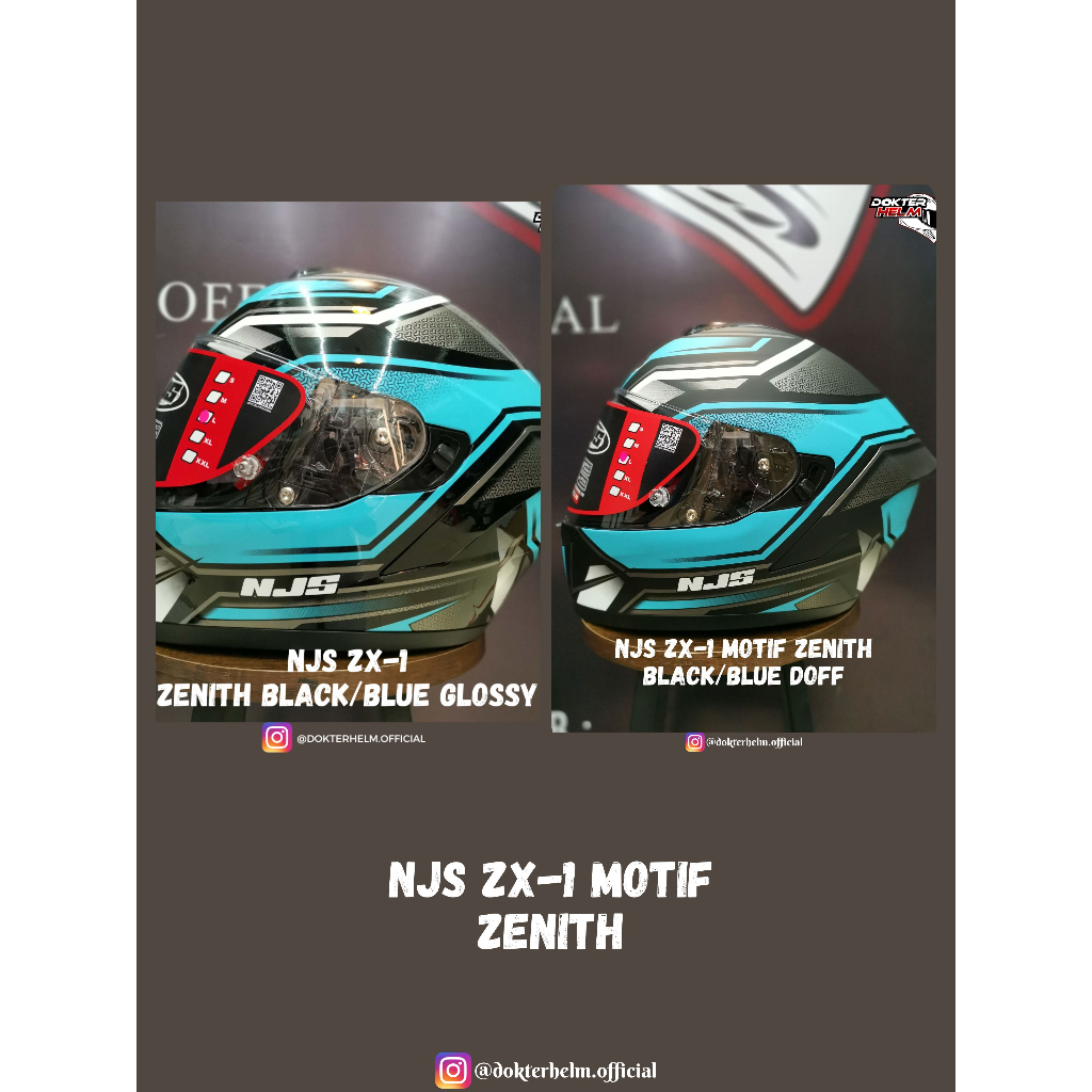 Jual HELM NJS ZX-1 ZX1 ZX 1 ZX ONE MOTIF ZENITH BLACK BLUE GLOSSY ...