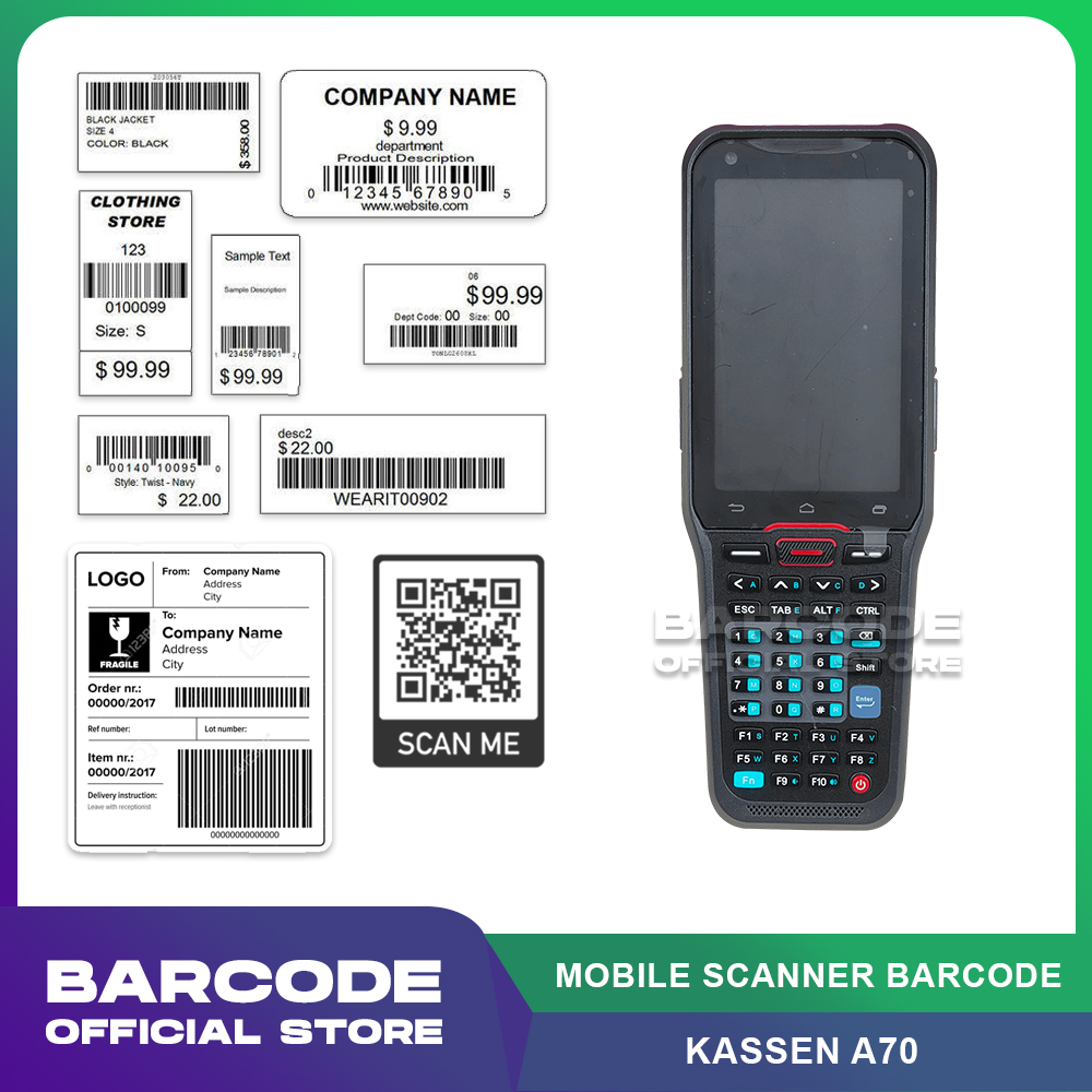 Jual Kassen A70 Handheld Mobile Android Barcode Scanner 1D 2D Scan Stok ...
