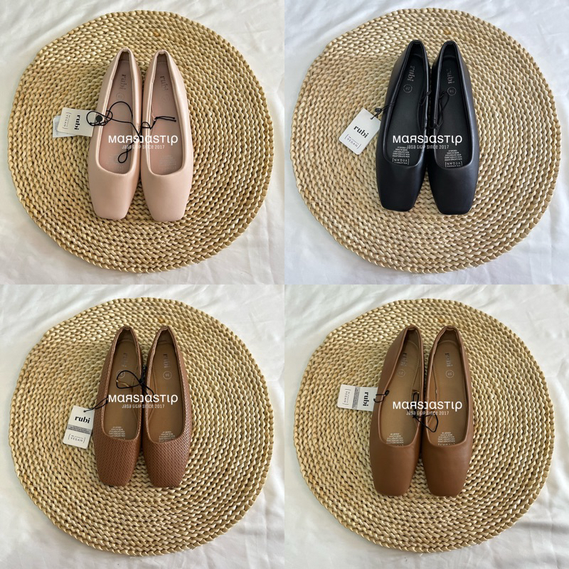 Jual SALE‼️ Flatshoes Rubi Shoes Square Toe Ballet PU | Shopee Indonesia