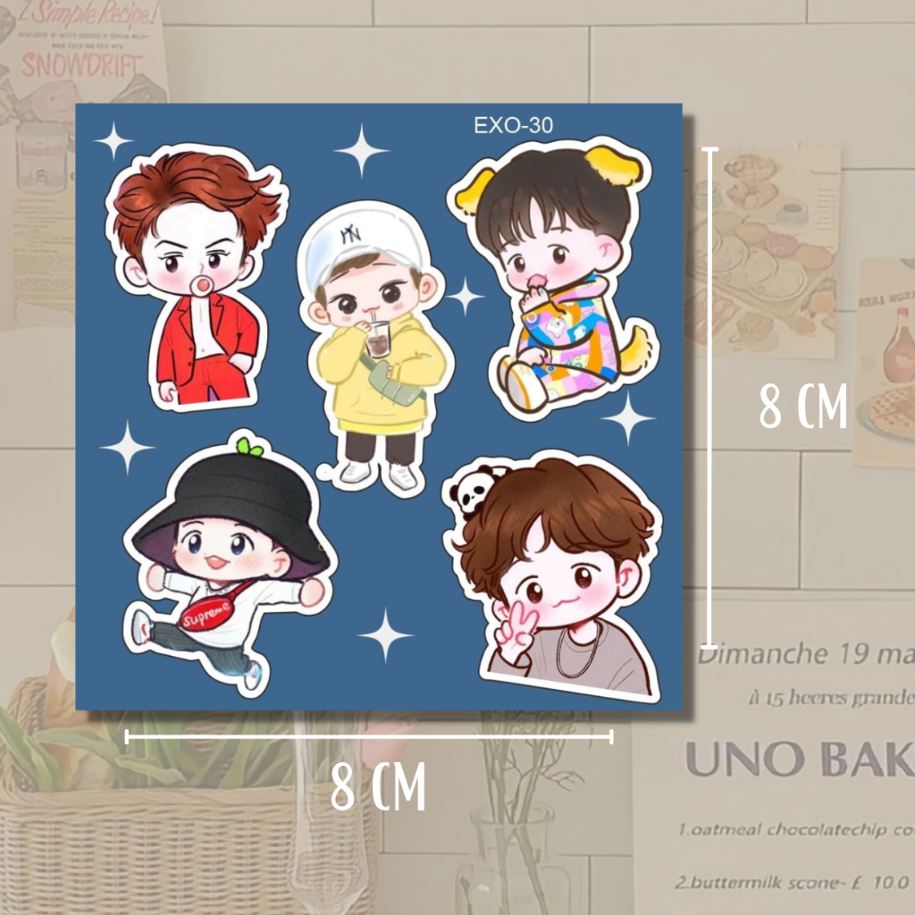 Jual Stiker EXO kartun cute | Stiker Kpop | PART 2 ANTI AIR LUNTUR ...