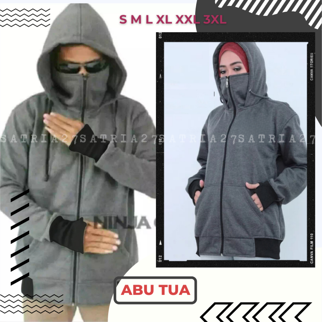 Jual JAKET NINJA ROUNDHAND PRIA WANITA DEWASA JUMBO POLOS BAHAN FLEECE ...