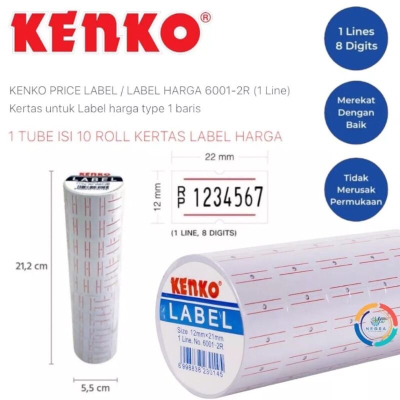 Jual Kenko Price Label / Label Harga 6001-2R (1 Line) PACK | Shopee ...