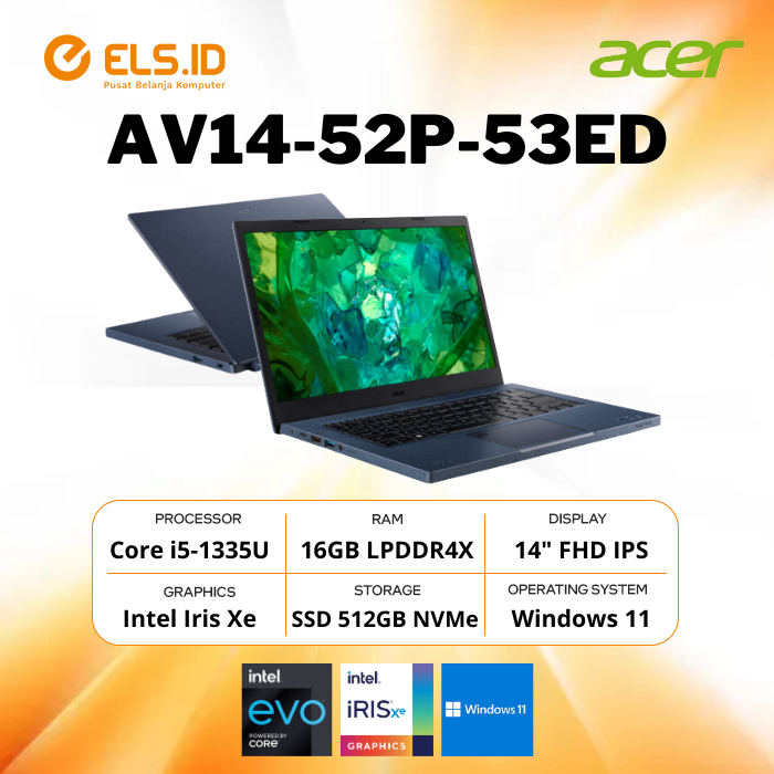 Jual Acer Vero AV14-52P Core i5 1335U 16GB SSD 512GB 14" FHD W11+OHS ...
