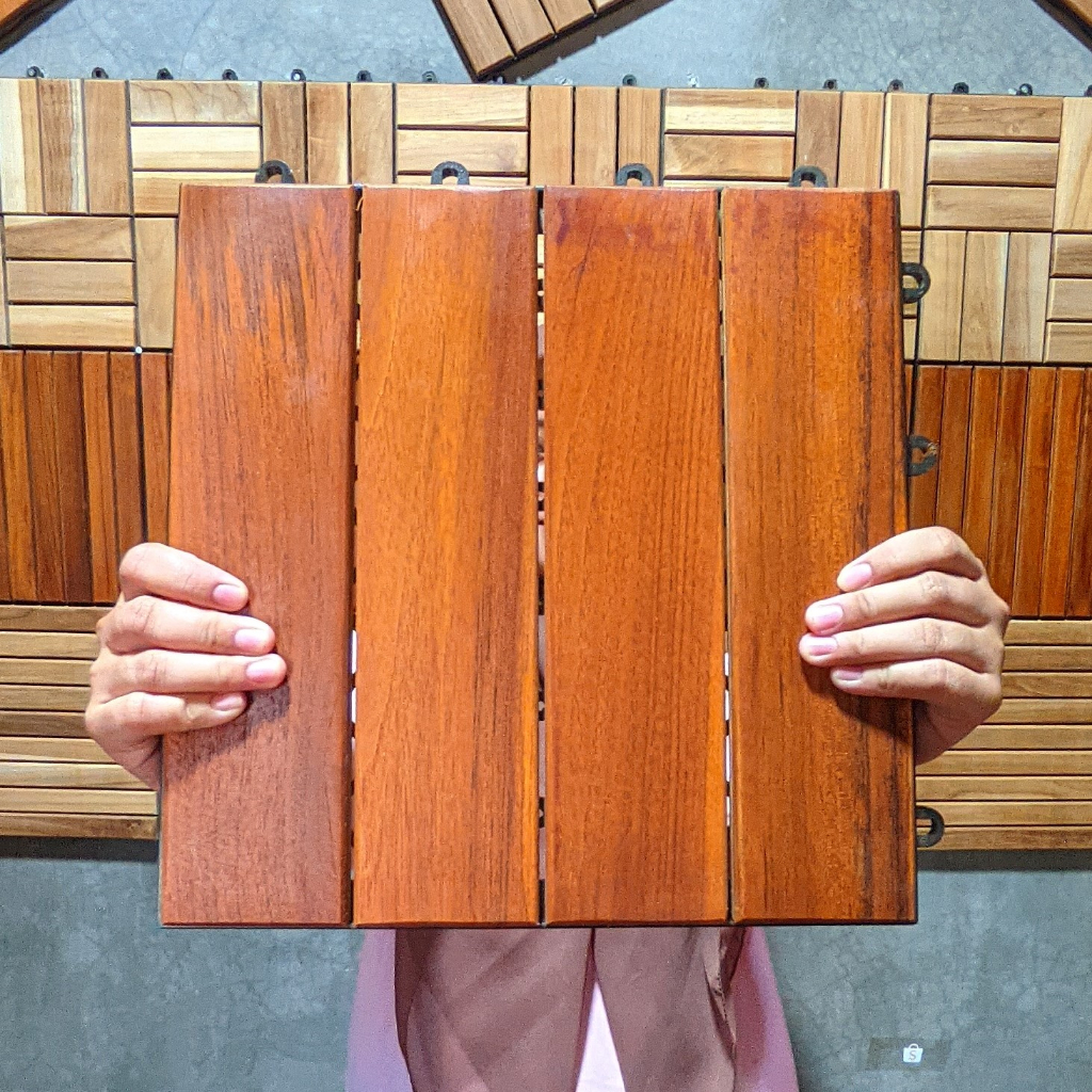 Jual Decking Tile Parket Ubin Lantai Kayu Jati Line 4 Bongkar Pasang 30 ...