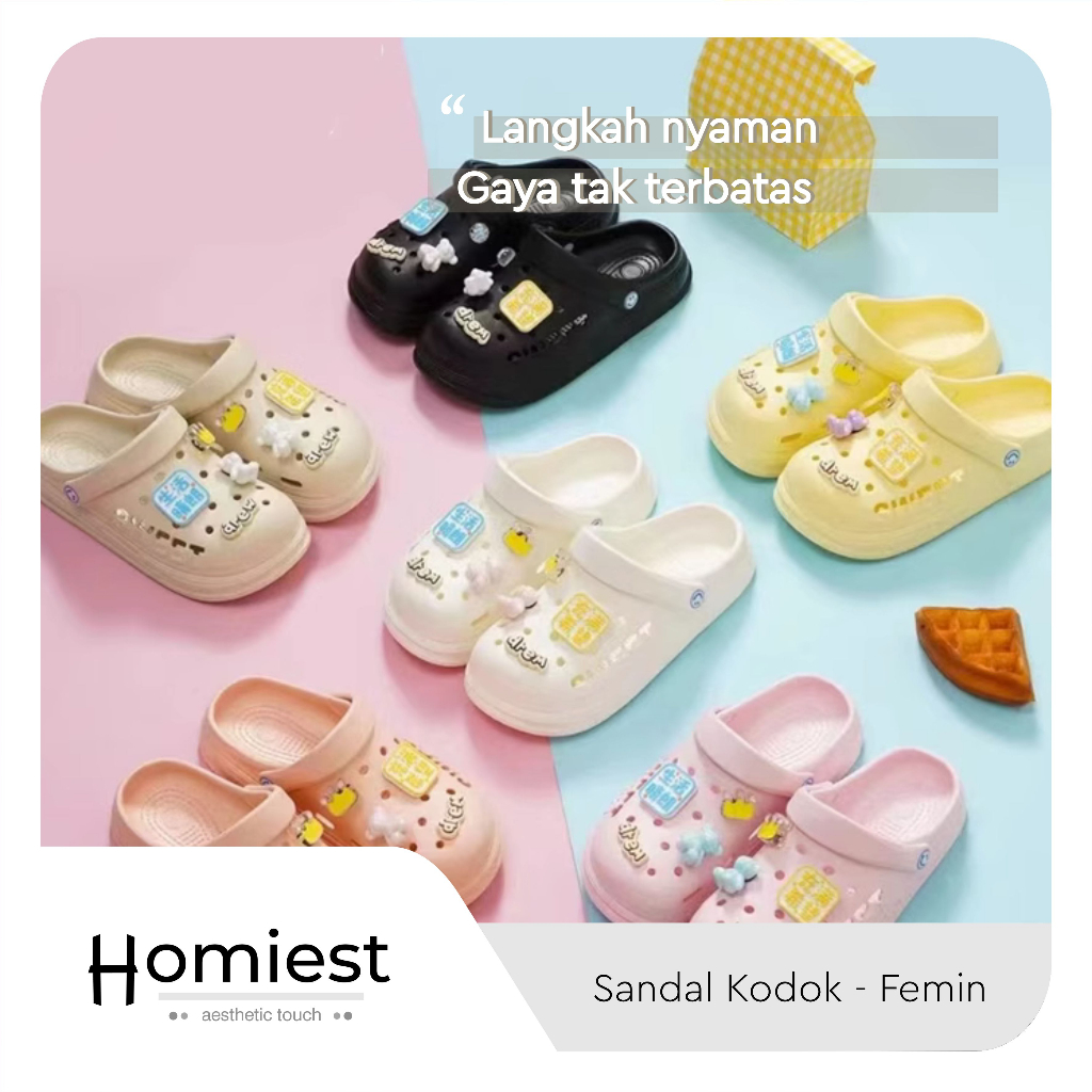 Jual Homiest - Femin / Sendal Warna-Warni / Sendal Karet / Sendal Clog ...