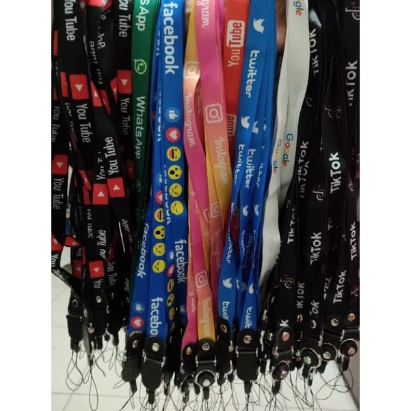 Jual Tali Gantungan HP Panjang Motif Media Sosial / MEDSOS / Lanyard ID ...
