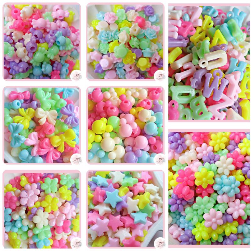 Jual 25gr Mote susu pastel bulat pita bintang inisial huruf bunga ...
