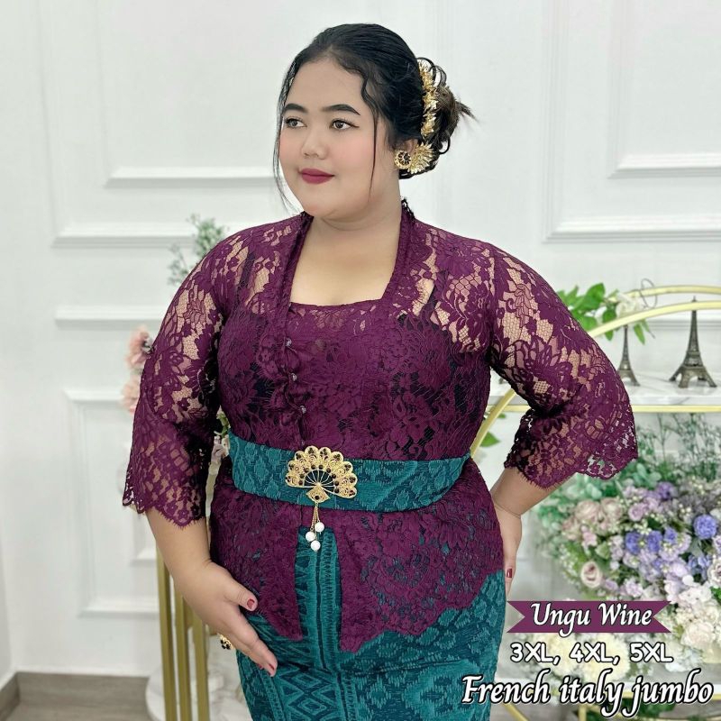 Jual JUMBO Kebaya Brokat Lengan Lonceng 3XL 4XL 5XL ( Ld 124 - 136 ) | Shopee Indonesia