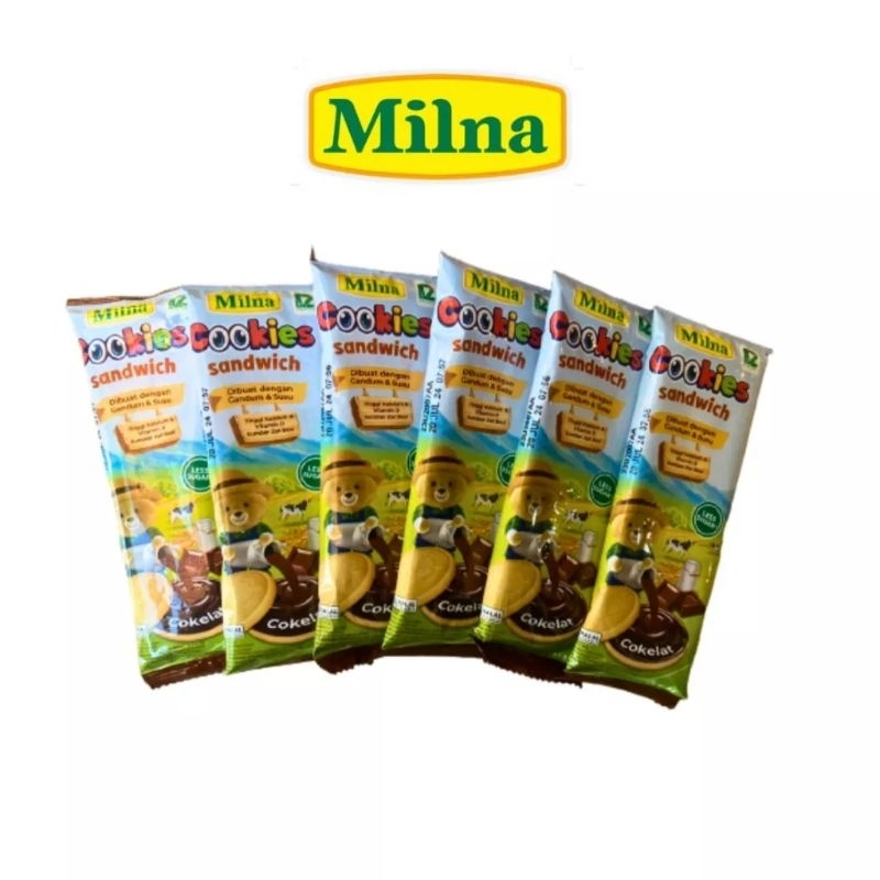 Jual PROMO 12+ MILNA COOKIES SANDWICH KEJU COKLAT 6 pcs x 24 gram ...