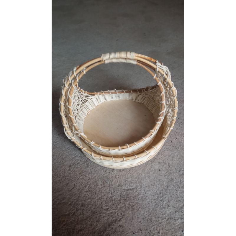Jual Keranjang Parcel Cincin Anyaman Rotan Halus Ruwetan isi 2 pcs ...