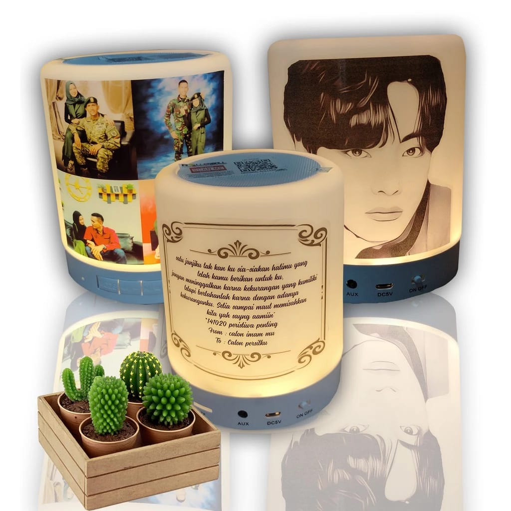 Jual Speaker custom foto dan nama spiker blutut speaker bluetooth lampu ...