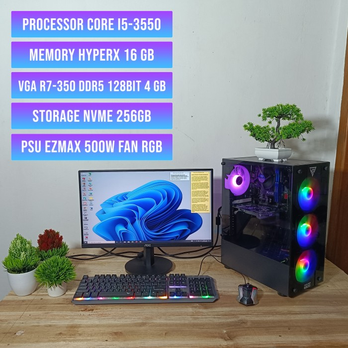 Jual Rakitan PC Gaming Core i5 / VGA 4GB / RAM 16GB / NVMe 256GB / PSU ...