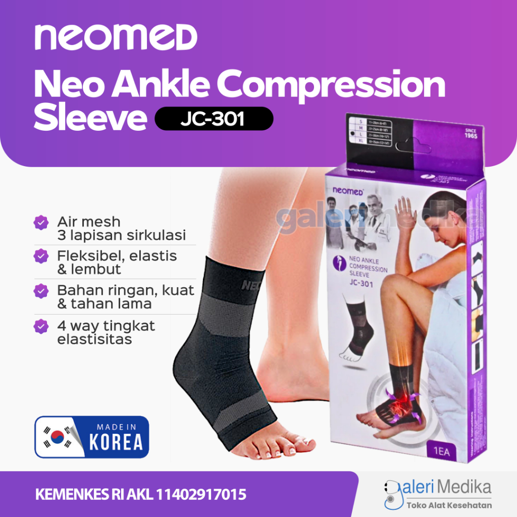 Jual Neomed JC-301 Neo Ankle Compression Sleeve - Meringankan Ketegangan Otot dan Memperkuat ...