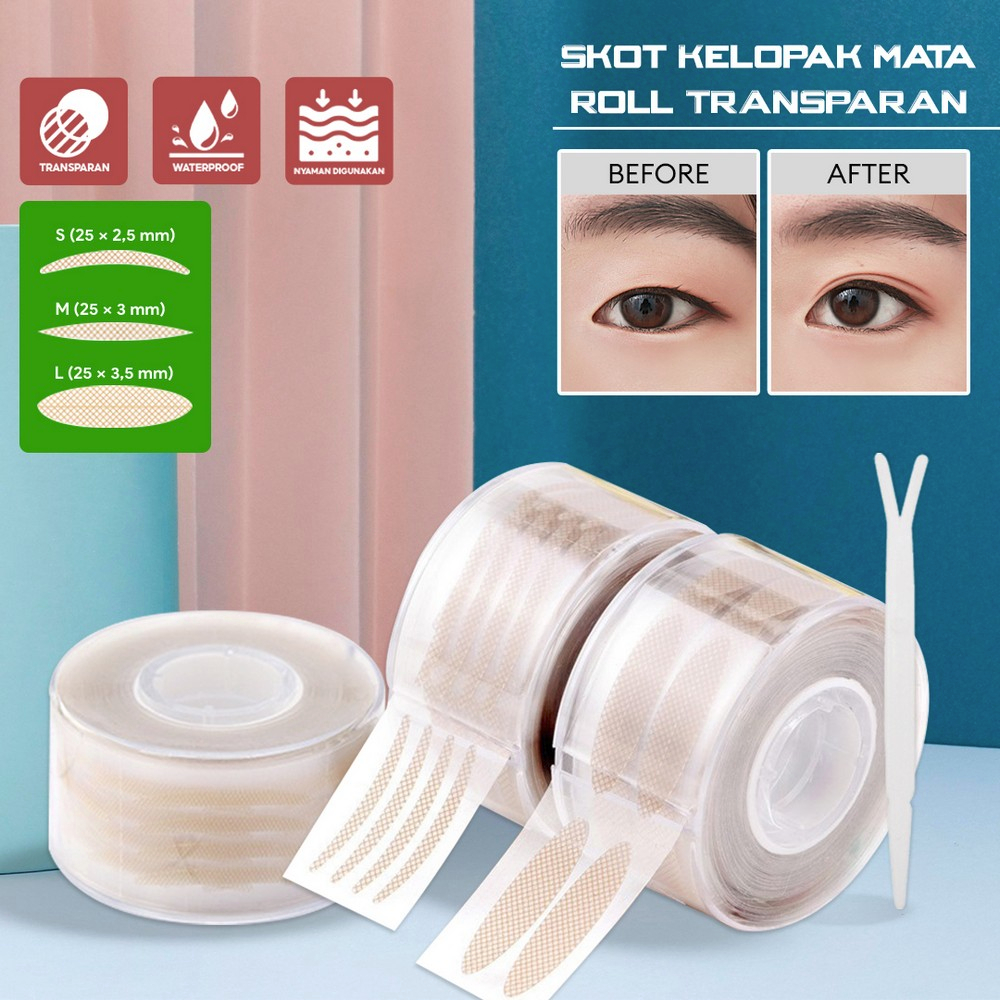 Jual Skot Mata Eyelid Tape Roll ISI 300 PASANG Scot Mata Jaring Skot Kelopak Mata Transparan ...