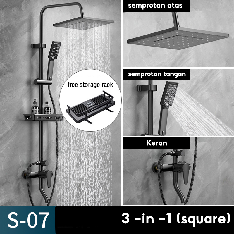 Jual Reaim Shower set 4 Fungsi Panas-Dingin Dengan Faucet / Hitam ...