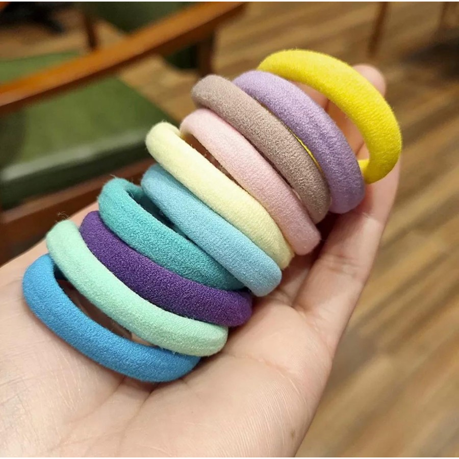Jual Ikat rambut model donat kecil kunciran karet rambut polos warna ...