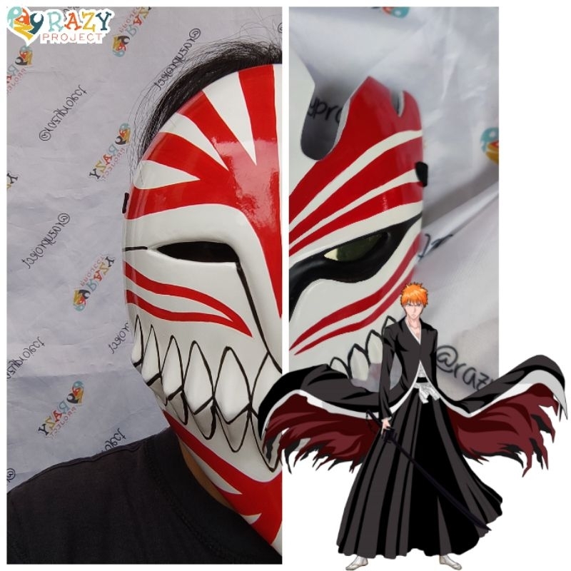 Jual Bleach Ichigo Murasaki Hollow Mask Topeng Kayu Cosplay Anime ...