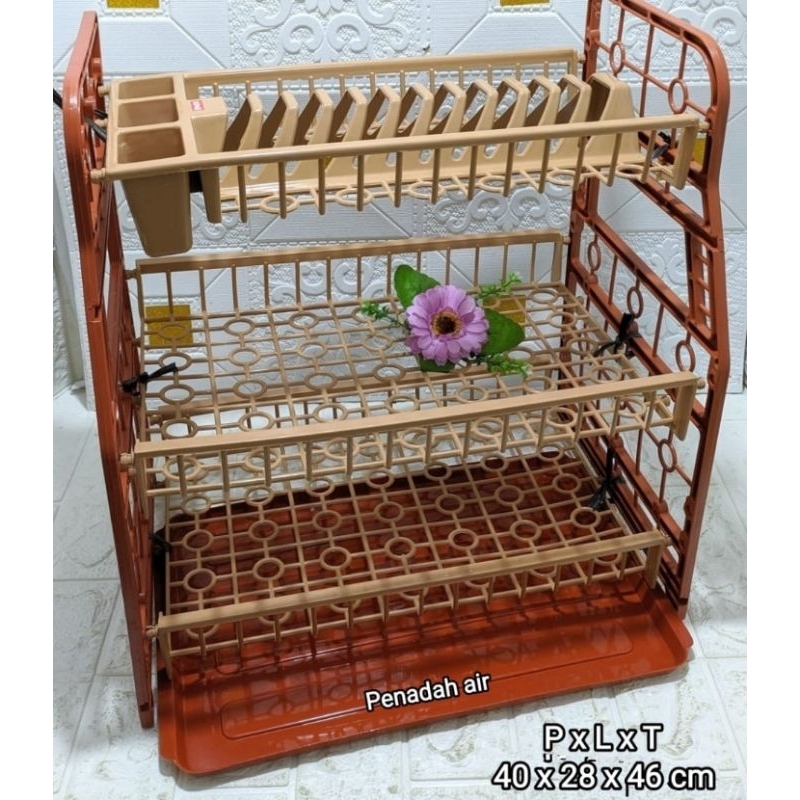 Jual rak piring monaco 3 susun / rak piring plastik | Shopee Indonesia
