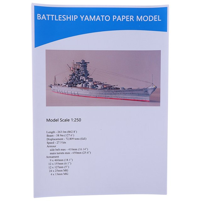 Jual DIY Papercraft 3D Paper Model Ship 1:250 Japan Yamato Battleship ...