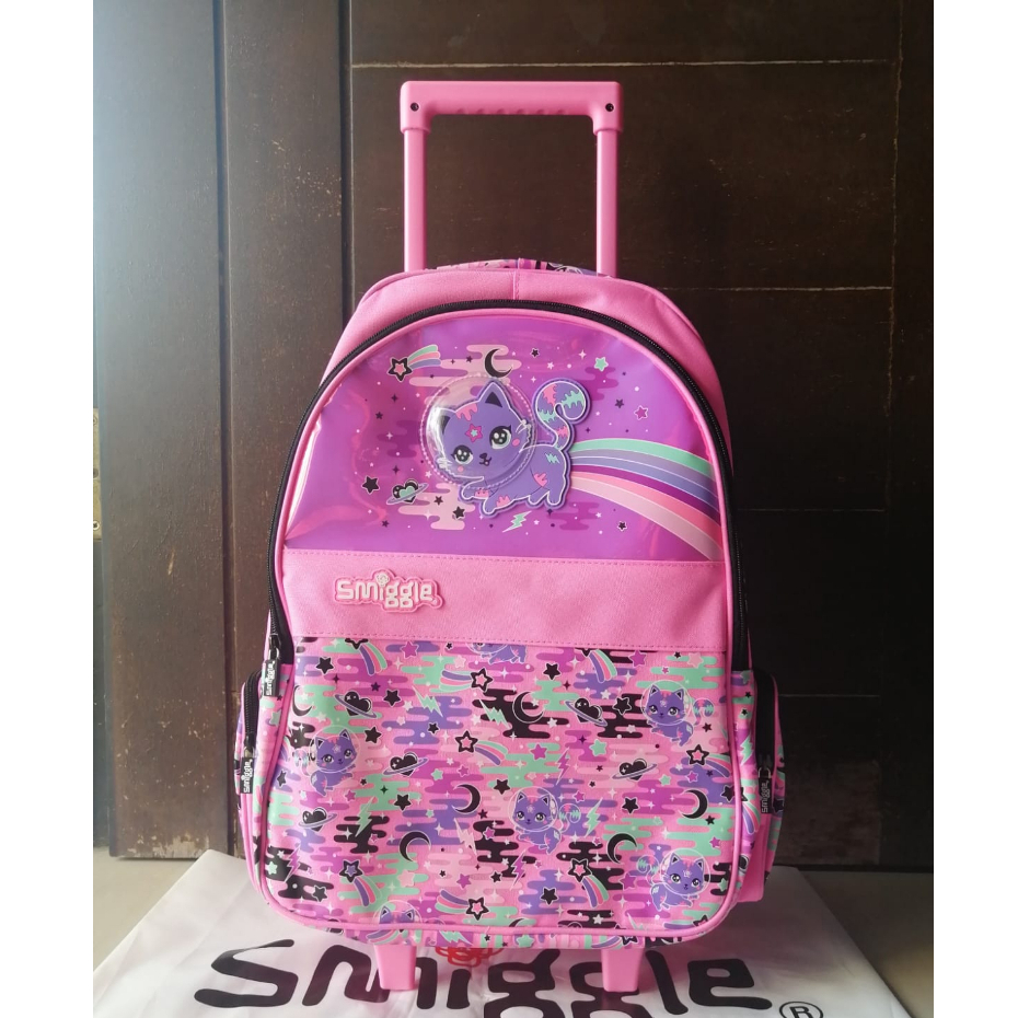 Jual Smiggle backpack trolley with light up wheels / trolley anak sd ...